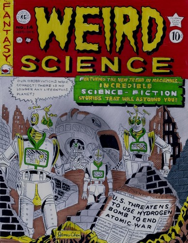 WEIRD SCIENCE # 14 COVER RECREATION ORIGINAL COMIC COLOR ART ON CARD ...