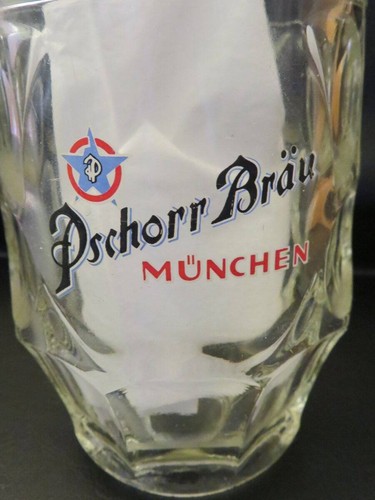 Vintage German PSCHORR BRAU Dimpled Glass Beer STEIN Bier Munich Bar ...