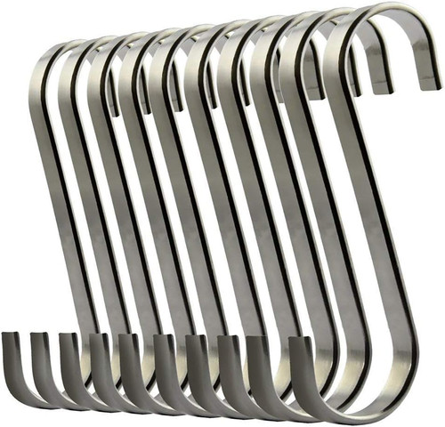 Nuosen S Shaped Hanging Hooks - 10 Pcs Stainless Steel Flat S Hooks for ...