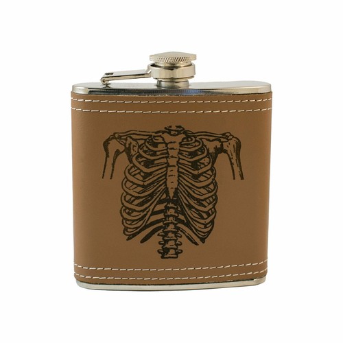 6oz Ribs Leather Flask | eBay