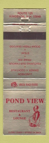 Matchbook Cover - Pond View Restaurant Lounge Kingston NH | eBay