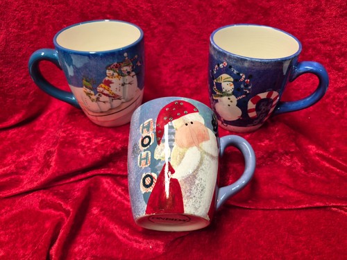 ONEIDA Snowmates Snowman & Santa Oversize Coffee Mugs Christmas Set Of ...