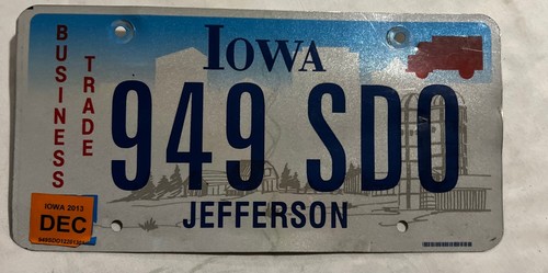 LICENSE PLATES IOWA TRADE BUSINESS 2013 949 SDO | eBay
