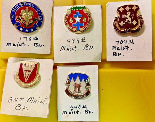 Group of 5 Army Maintenance unit crests, DI, DUI, Distinctive Unit ...