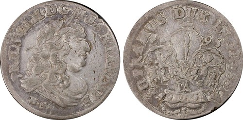1681-HS German States Brandenburg 6 Groschen World Silver Coin PCGS XF ...