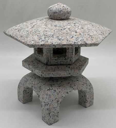 Pink Gray Stone Lantern Tourou Miniature Granite Japanese Garden ...