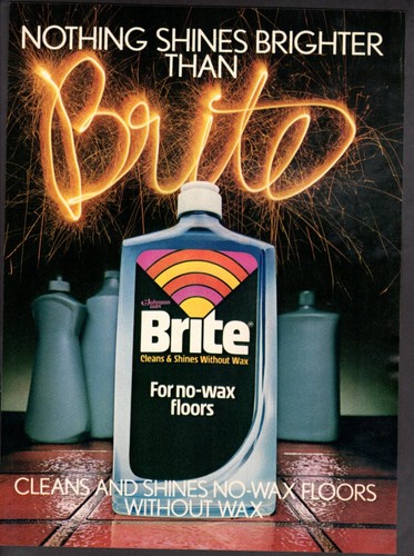 Vintage advertising print ad Johnson Wax Brite No Wax Floor clean ...