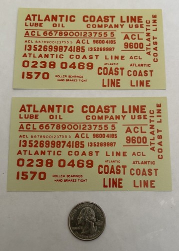 WALTHERS O DECAL-ATLANTIC COAST LINE/ ACL RED ROADNAMES/HRLDS/NUMBERS-2 ...
