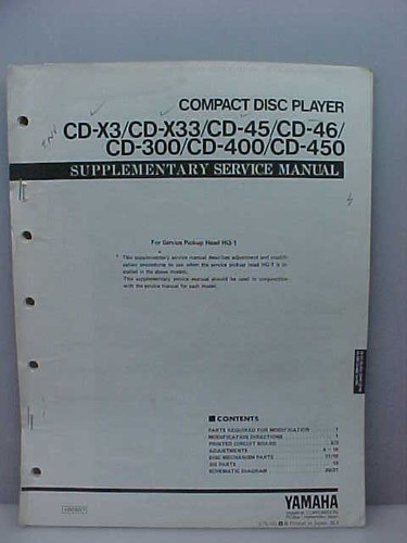 Yamaha CD-X3 Original Service Manual Free Shipping | eBay