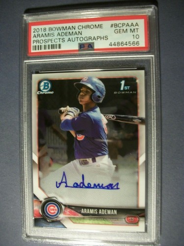 ARAMIS ADEMAN 2018 Bowman Chrome Prospects AUTO PSA GEM MINT 10 Cubs ...