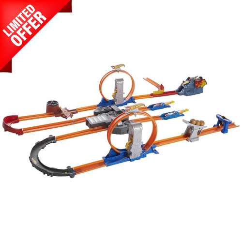 Kids Hot Wheels Racing Cars Race Track Set 2 Motorized Booster Boys ...