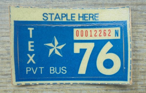 1976 TEXAS PLATE RENEWAL STICKER PRIVATE BUS NEW/UNUSED | eBay