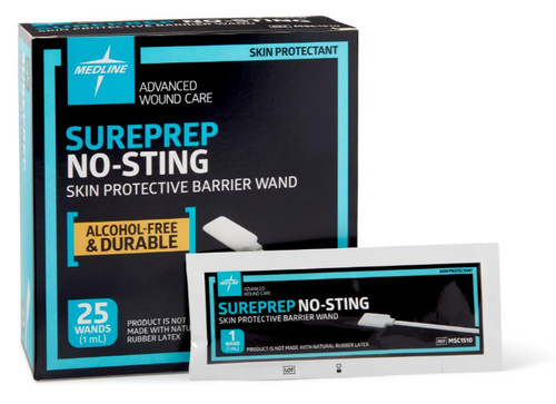 Medline SurePrep No-Sting Skin Protective Barrier, Wand 1 mL, Box of 25 ...