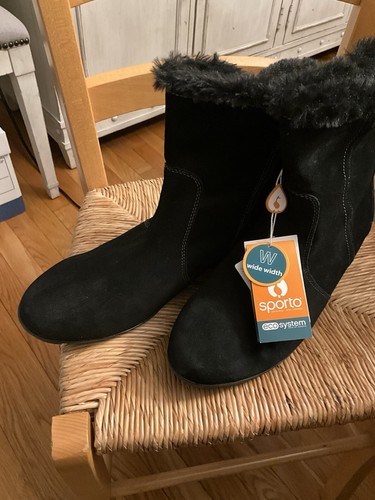 NEW SPORTO Women’s Karmen Waterproof Black Suede Boots Bootie ...