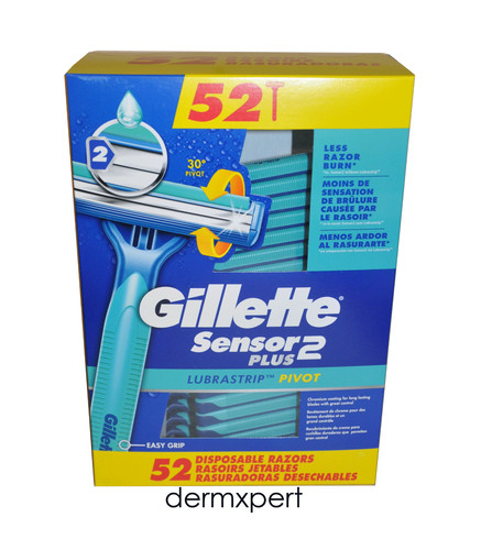 Gillette Sensor 2 Plus Disposable Razors 52 Count - NEW SEALED, FREE ...