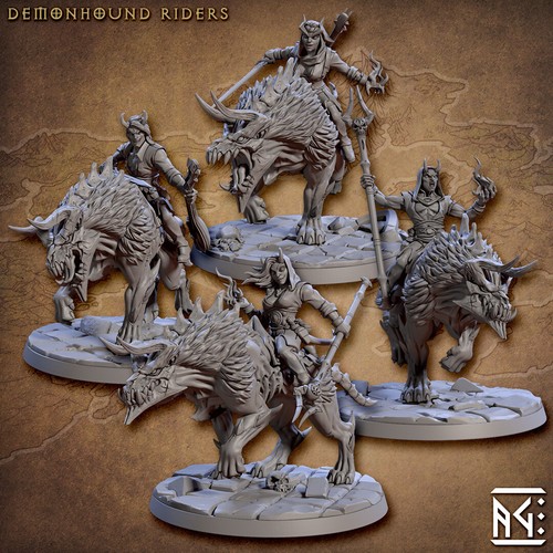 Baal Demonhound Riders Tiefling Warg Worg Miniature | D&D DnD | | eBay