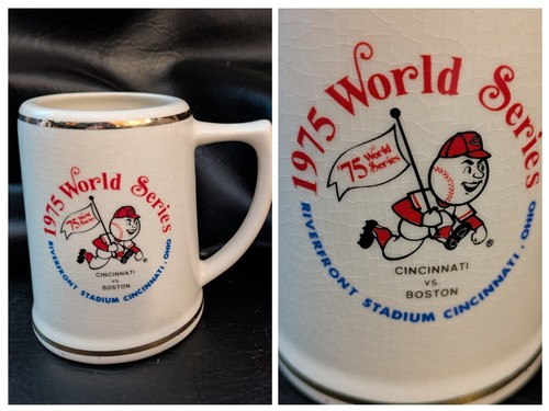 1975 World Series Mug Cincinnati Reds Boston Red Sox Riverfront Pottery ...