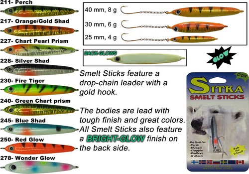 1 Sitka Smelt Stick Jigging baits drop-chain Ice Fishing jig choose ...