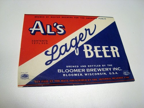 Circa 1930s Al’s Lager Beer Label, Bloomer, Wisconsin | eBay