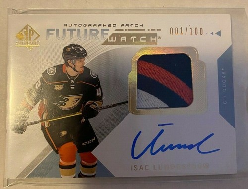 2018-19 SP Authentic Future Watch Auto patch Isac Lundestrom #1/100 ...