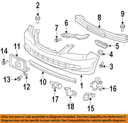 HONDA OEM 05-10 Odyssey Bumper Components-Bumper Cover Spacer ...