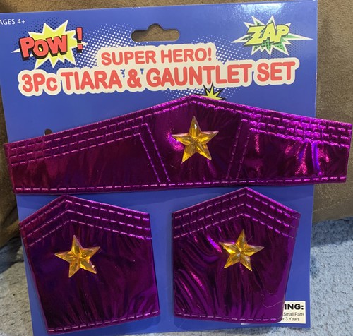 SUPER HERO TIARA & GAUNTLET SET SHIMMERING PURPLE COSTUME ACCESSORY | eBay