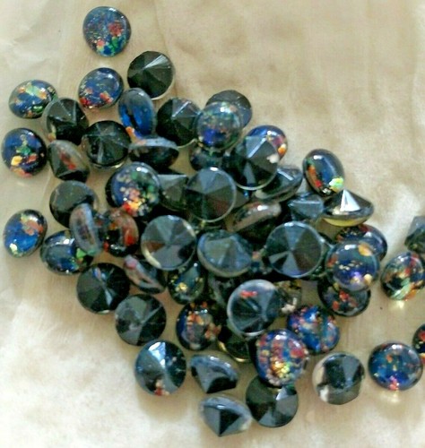 Black Opal Czech Glass Vintage SS 40 Rhinestone 72 Pcs Great OLD Stones ...