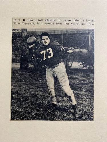 Tom Capozzoli NYU New York Violets 1945 S&S Football Pictorial CO Panel ...