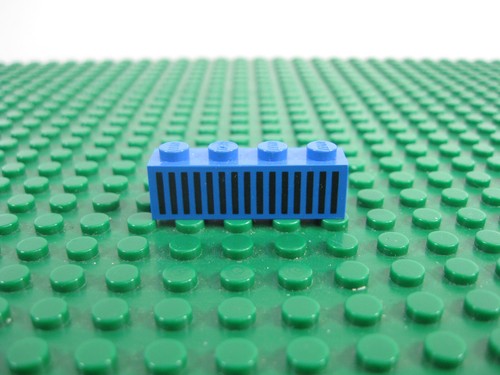 LEGO Blue Brick 1 x 4 w/Black Grille 15 Vertical Lines 6985 6890 ...