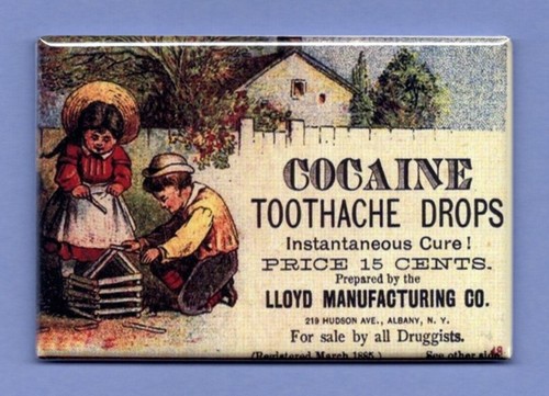 COCAINE TOOTHACHE DROPS *2X3 FRIDGE MAGNET* VINTAGE ADVERTISEMENT CURE ...