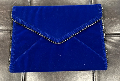 Design Lab Lord & Taylor Envelope Purse Clutch Blue Velvet 11 X 8 | eBay