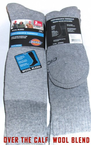 2 Pairs Mens Dickies Wool Blend Performance Thermal Cushioned Over Calf ...
