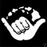 4x5.5 in Black/White Hang Loose Hand Shaped Sticker - Hawaiian Hawaii ...