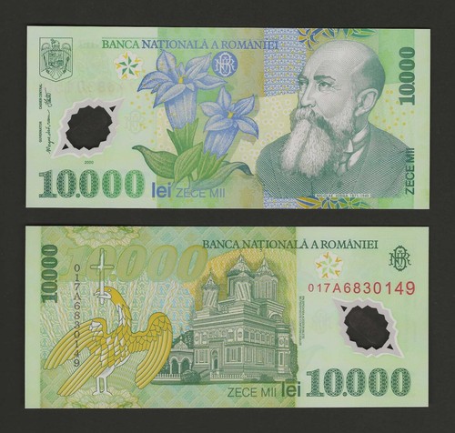 ROMANIA 10,000 Lei 2001, P-112b, Polymer Note, Pack Fresh UNC Grade ...