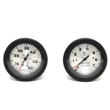 Teleflex Boat Gauge Set 69921 | 69922 Black Silver 3 1/4 Inch