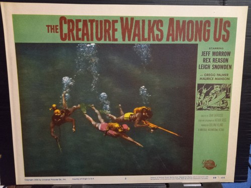 Lobby Card 1956 CREATURE WALKS AMONG US scuba divers spear guns deep ...