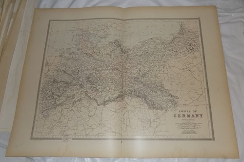 1884 Large Antique COLOR Bradley Map of NORTHERN GERMANY | eBay