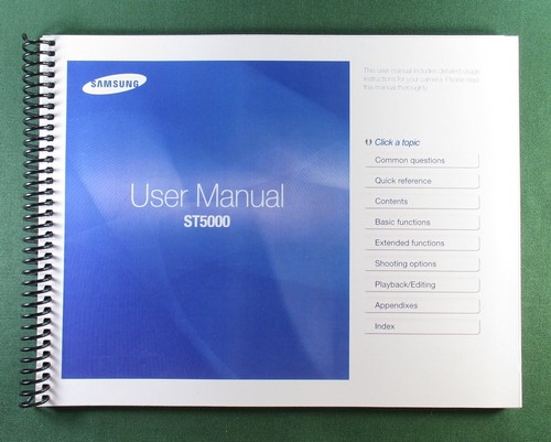 Samsung ST5000 Instruction Manual: Full Color 113Pages & Protective ...