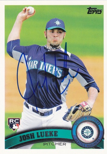 JOSH LUEKE SEATTLE MARINERS SIGNED 2011 TOPPS BASEBALL CARD TAMPA BAY ...