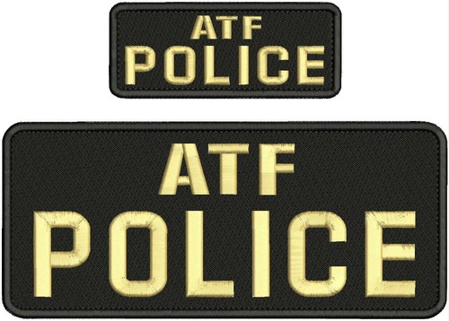 ATF POLICE EMBROIDERY PATCHES 4X10 AND 2X5 HOOK ON BACK TAN ON BLACK | eBay