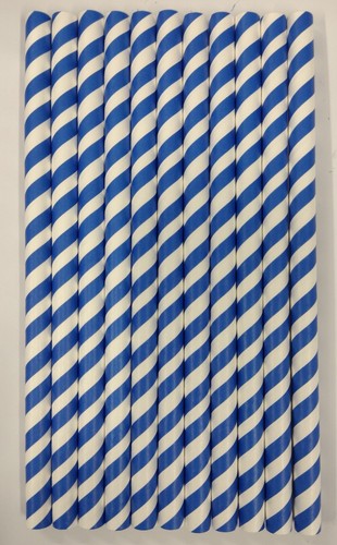 🥤BLUE White Striped Paper Straws Biodegradable Straw Smoothies ...