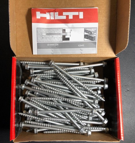 Hilti Kwik-Con II+ 3/16 x 4 Torx IHWH Concrete Screw Anchors Box of 100 ...