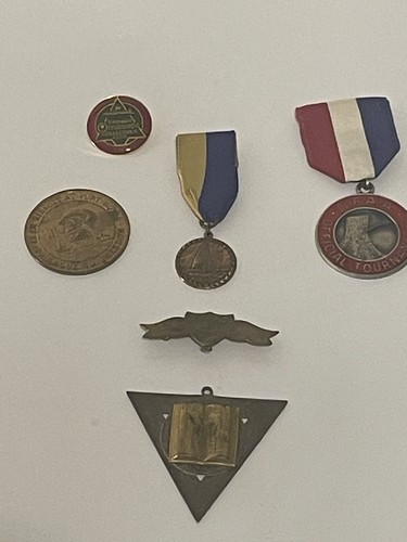 Antique Lot - Sail & Archery Medals, Hallmark Pin, SC Coin, 1874 ...