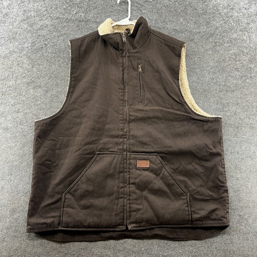 Forge Workwear Vest Mens 2XL XXL Brown Full Zip Sherpa Lined Canvas ...