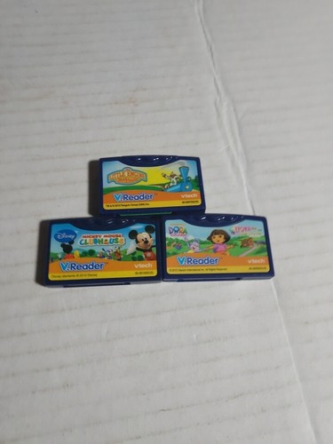 Vtech V. Reader Games Lot Of 3 ,Mickey Mouse Clubhouse, Dora & Little ...
