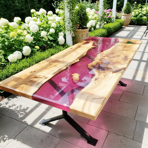 Pink River Resin Dining Table | Handmade Live Edge Epoxy Wood Luxury ...