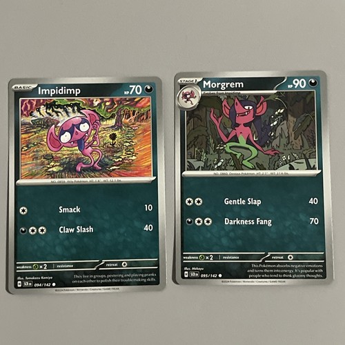Impidimp 094/142 & Morgrem 095/142 NM / M - Stellar Crown Pokemon Card ...