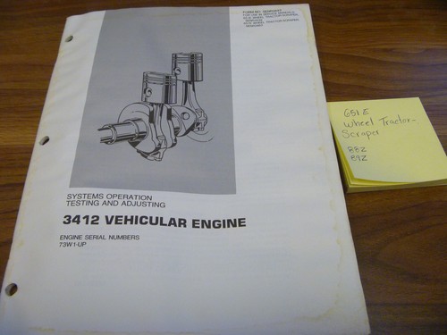 Caterpillar 3412 Engine 651E Wheel Tractor Scraper Service Repair ...