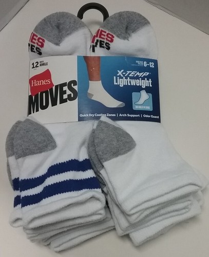 Hanes Ankle Socks 12-Pack Mens FreshIQ X-Temp Value Cool Comfort ...