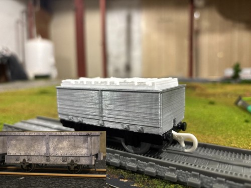 Custom 3d printed trackmaster Open end door wagon shell with slate load ...
